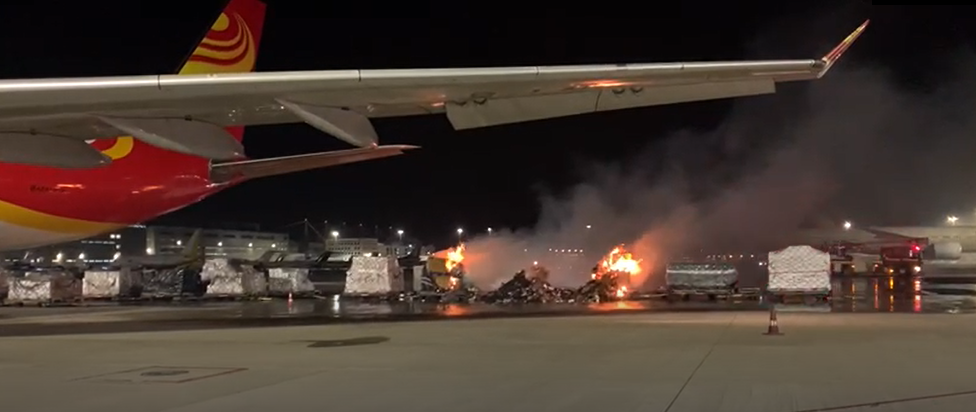 Cargo Catches Fire Moments Before It's Loaded Onto Plane In Hong Kong ...